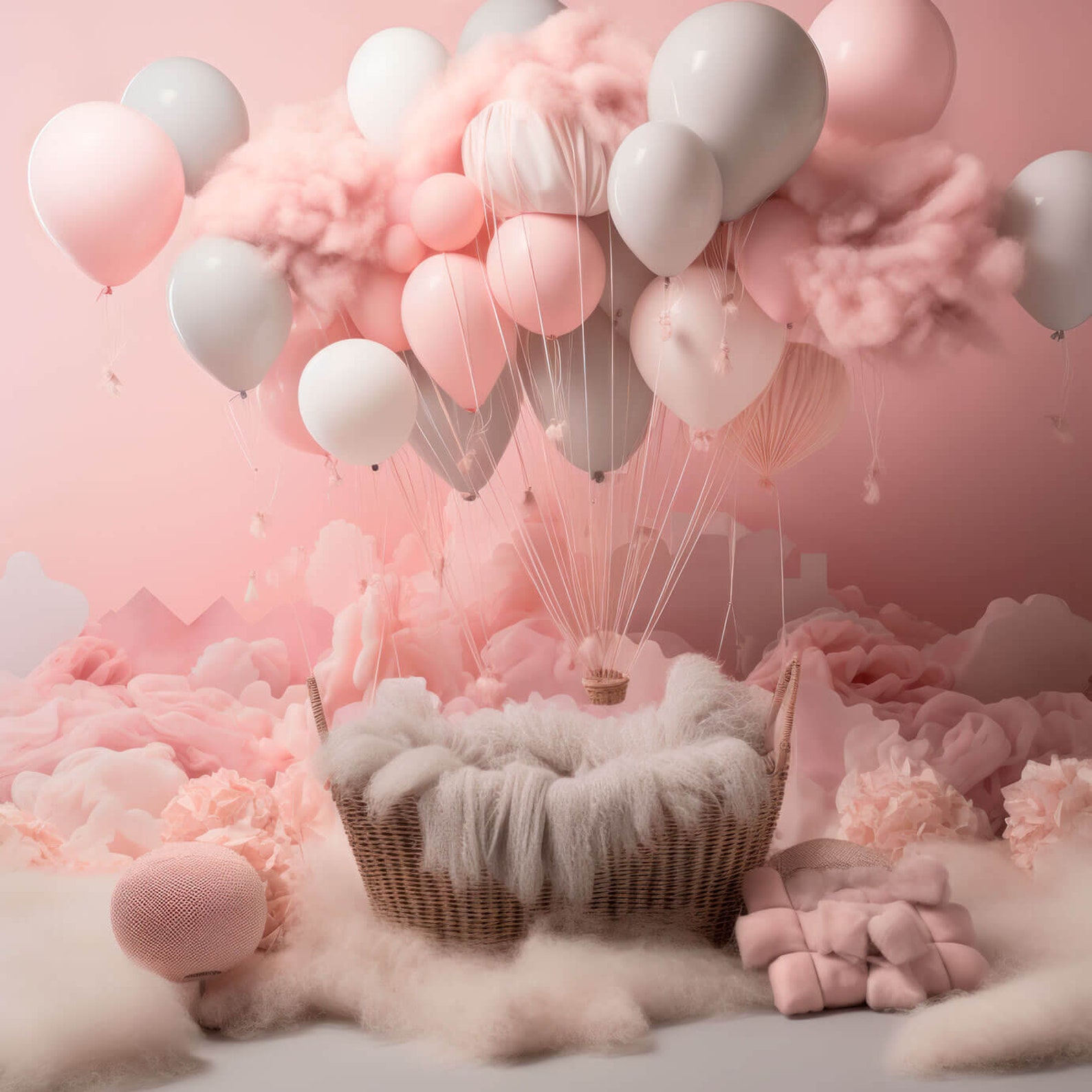 Newborn Digital Backdrop - Hot Air Balloon Digital Backdrop for Babies ...