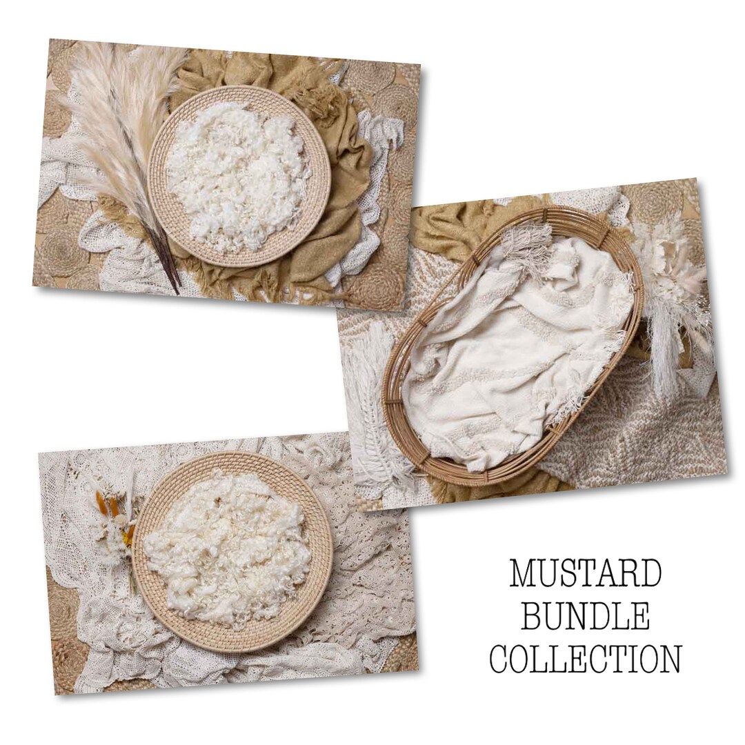 Newborn Digital Backdrop - Bundle of 3 Gorgeous Mustard Beige White and ...