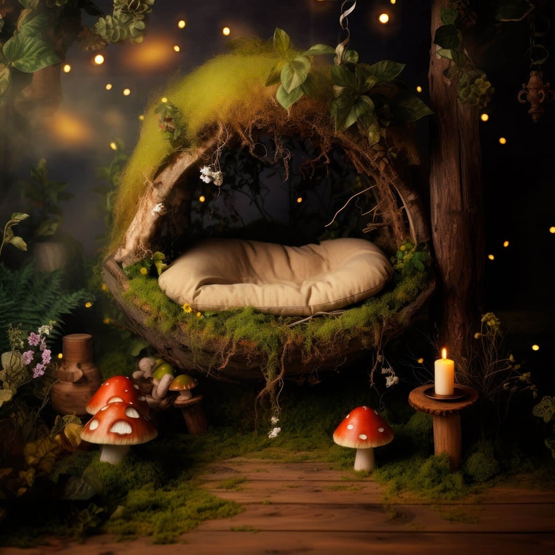 Newborn Digital Backdrop - Whimsical Bed Digital Background - Etsy