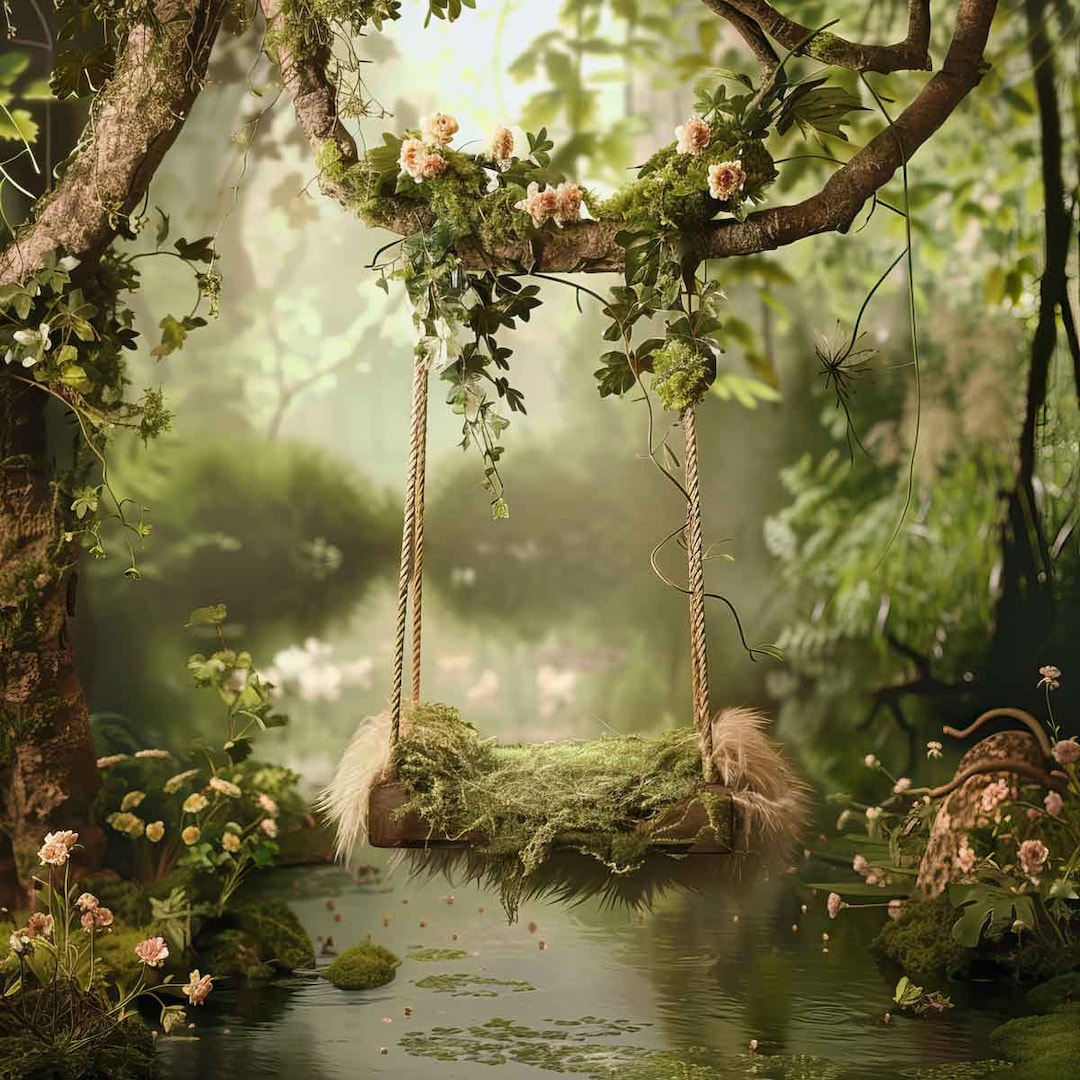 Newborn Digital Backdrop - Whimsical Stream Swing - Etsy