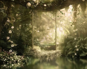 Newborn Digital Backdrop Beautiful Princess Swing for Girls Newborn ...