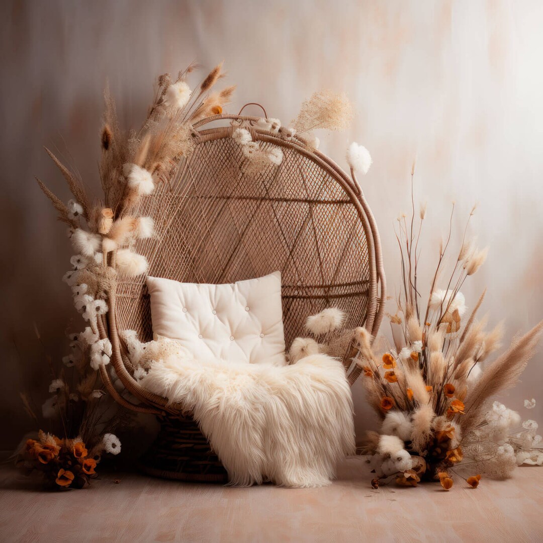 Newborn Digital Backdrop - Boho Inspired Baby Backdrop - Digital Image ...