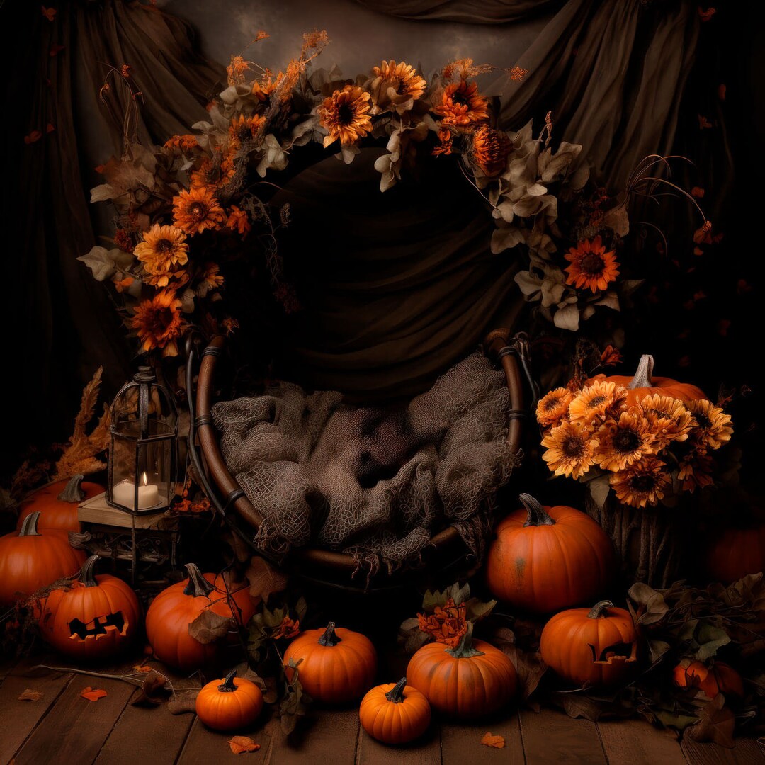 Newborn Digital Backdrop - Halloween Themed Baby Backdrop - Halloween ...