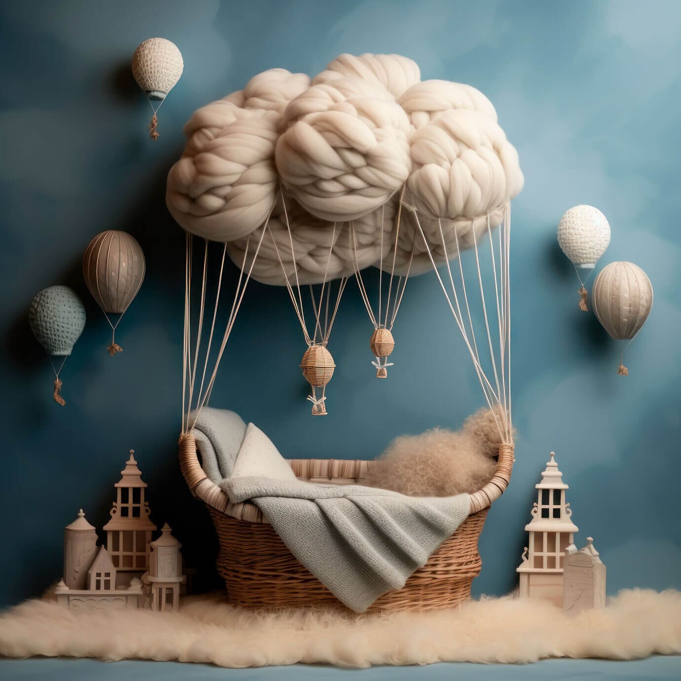 Newborn Digital Backdrop - Hot Air Balloon Digital Backdrop for Babies ...