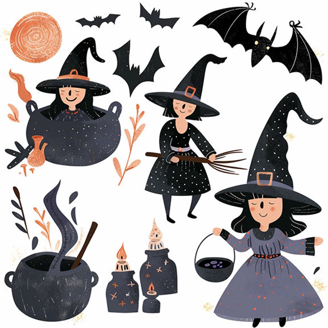 Friendly Witch PNG - High Resolution PNG Clip Art - COMMERCIAL Use - Etsy