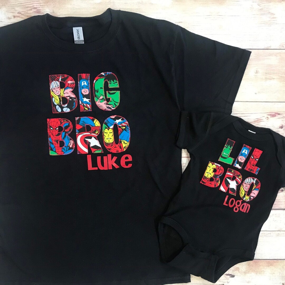 Superhero Big Bro Little Bro Shirts: Baby Announcement Sibling Tees - Etsy