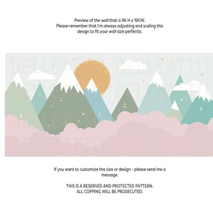 Modern Green Hills Mountain Wall Decal / Peel and Stick Green Mountain ...