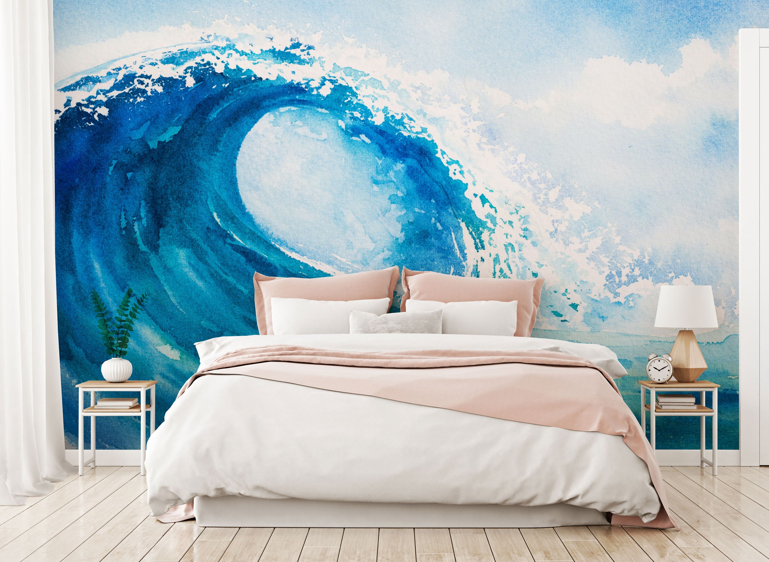 Watercolor Ocean Wall Decal Wallpaper Removable Landscape - Etsy