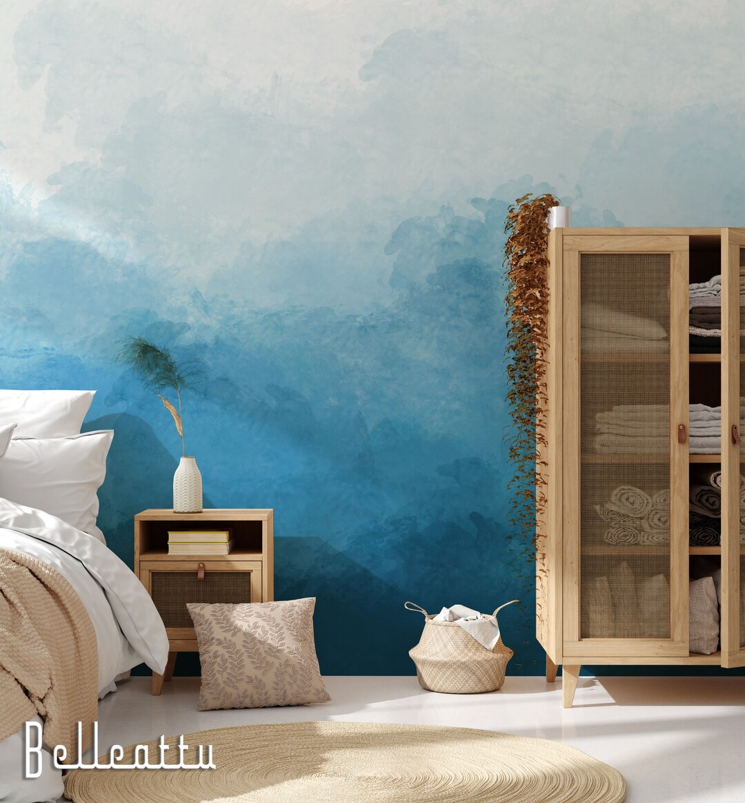 Ombre Blue Marine Wall Decal / Bedroom Blue Wall Decor / Wall Sticker ...