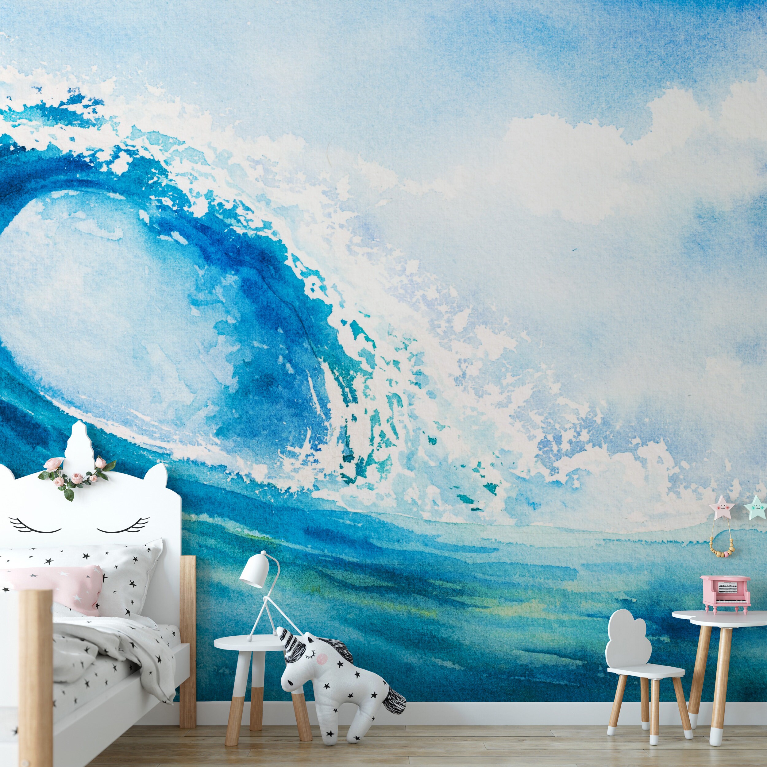 Watercolor Ocean Wall Decal Wallpaper Removable Landscape - Etsy