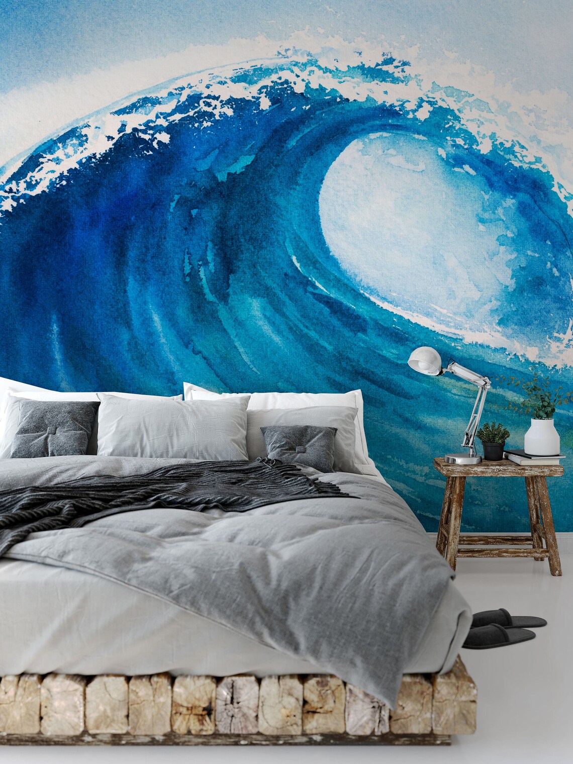 Watercolor Ocean Wall Decal Wallpaper Removable Landscape - Etsy