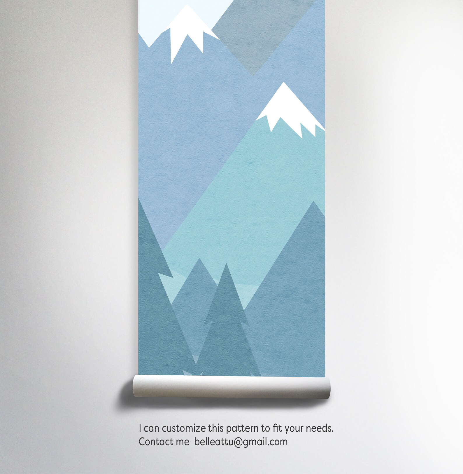 Ice Blue Mountains Wall Decal // Wallpaper // Self Adchesive | Etsy