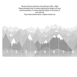 Light Gray Mountains Wall Decal // Wallpaper // Self Adchesive ...