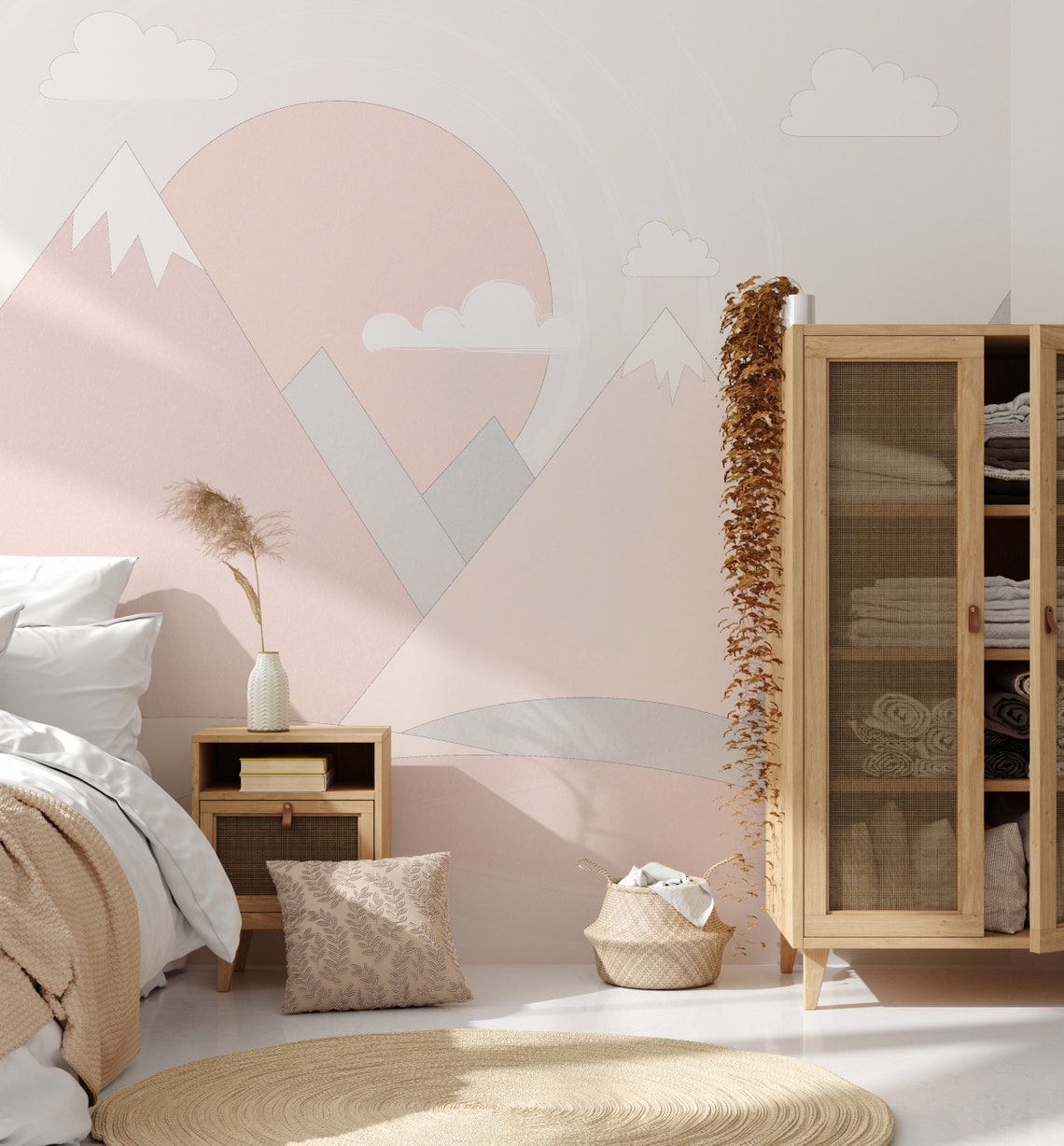 Soft Pink Mountain Wall Decal / Girl Room Nursery Wall Decor / - Etsy