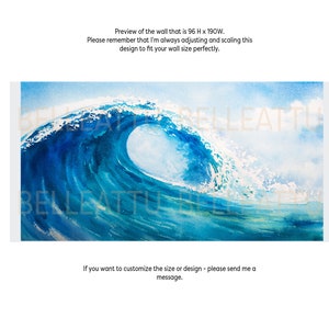 Watercolor Ocean Wall Decal Wallpaper Removable Landscape Wallpaper ...