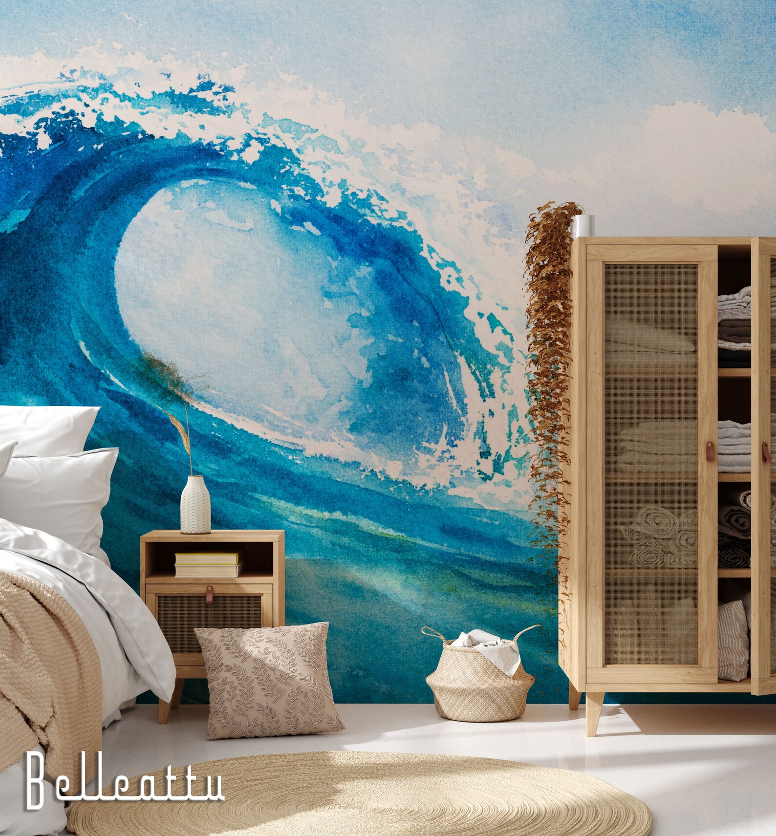 Watercolor Ocean Wall Decal Wallpaper Removable Landscape - Etsy