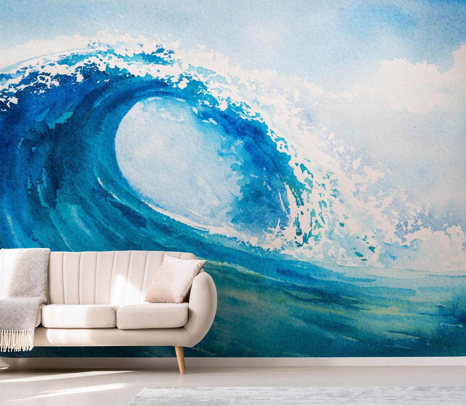 Watercolor Ocean Wall Decal Wallpaper Removable Landscape - Etsy