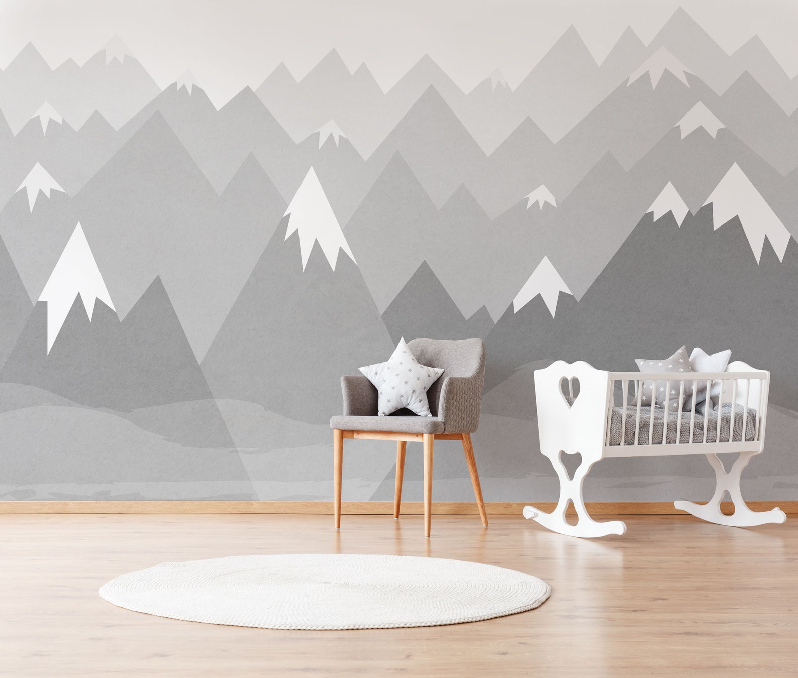 Light Gray Mountains Wall Decal // Wallpaper // Self Adchesive - Etsy