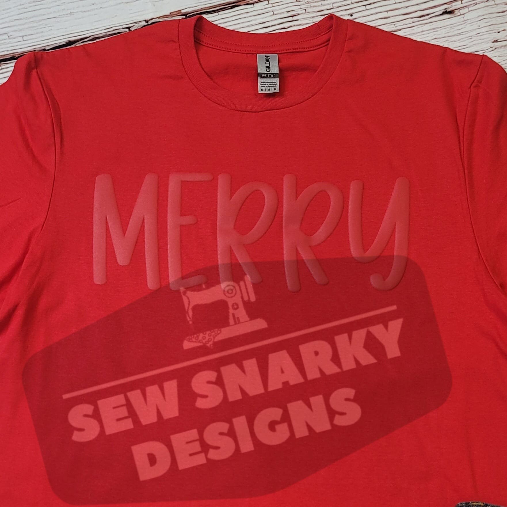 MERRY - Puff Print - Christmas Shirt - Funny Shirt - Puff Print Shirt ...