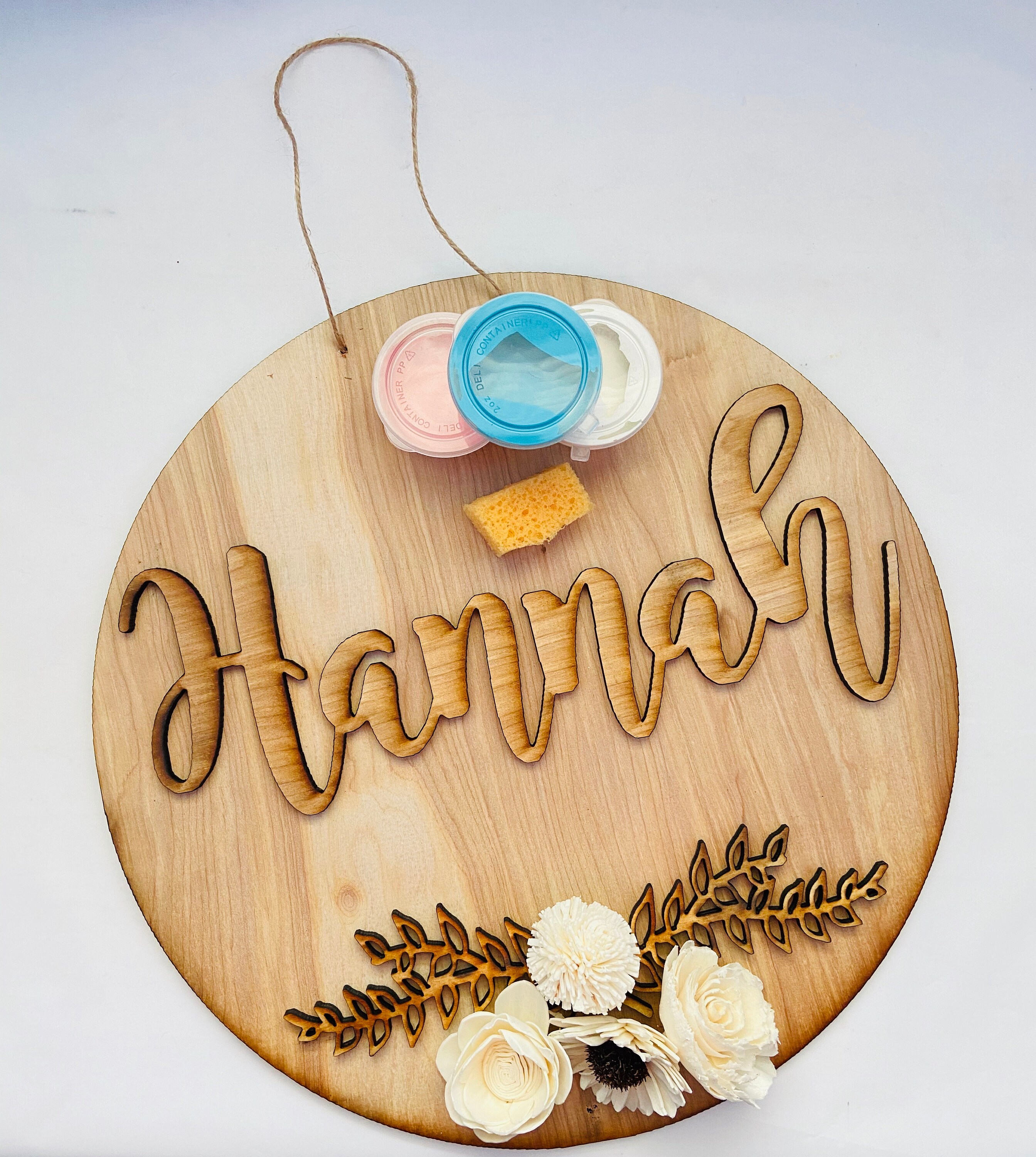 Nursery Name Sign Wood Flowers DIY Kit Unfinished Wood - Etsy