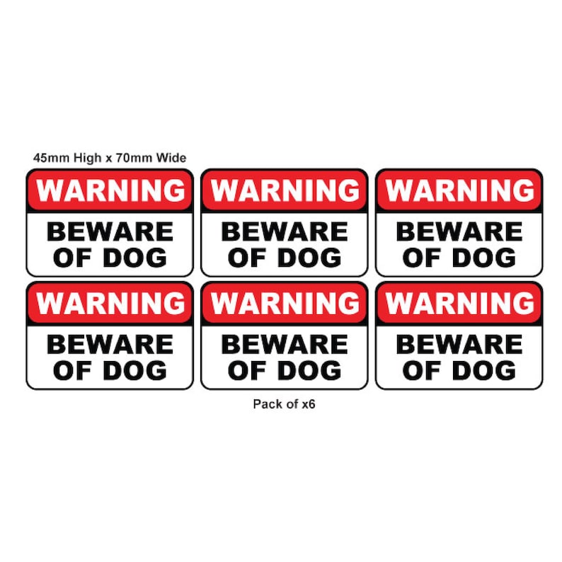 Warning Beware of Dog Stickers - X6 Pack 70x45mm - Etsy