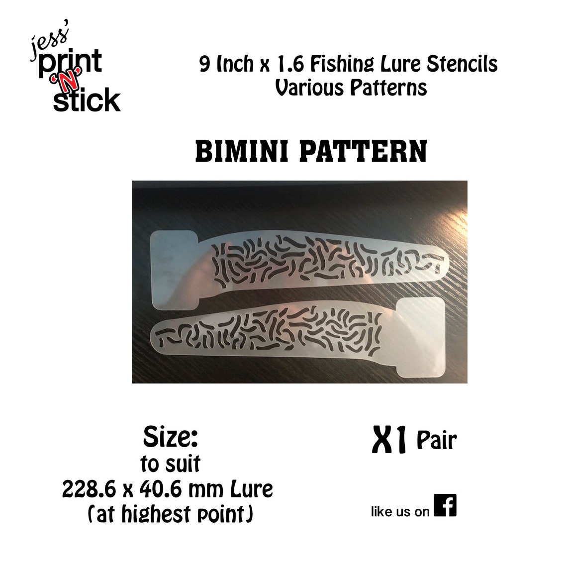 9 x 1.6 Inch Fishing Lure Stencils Various Patterns | Etsy