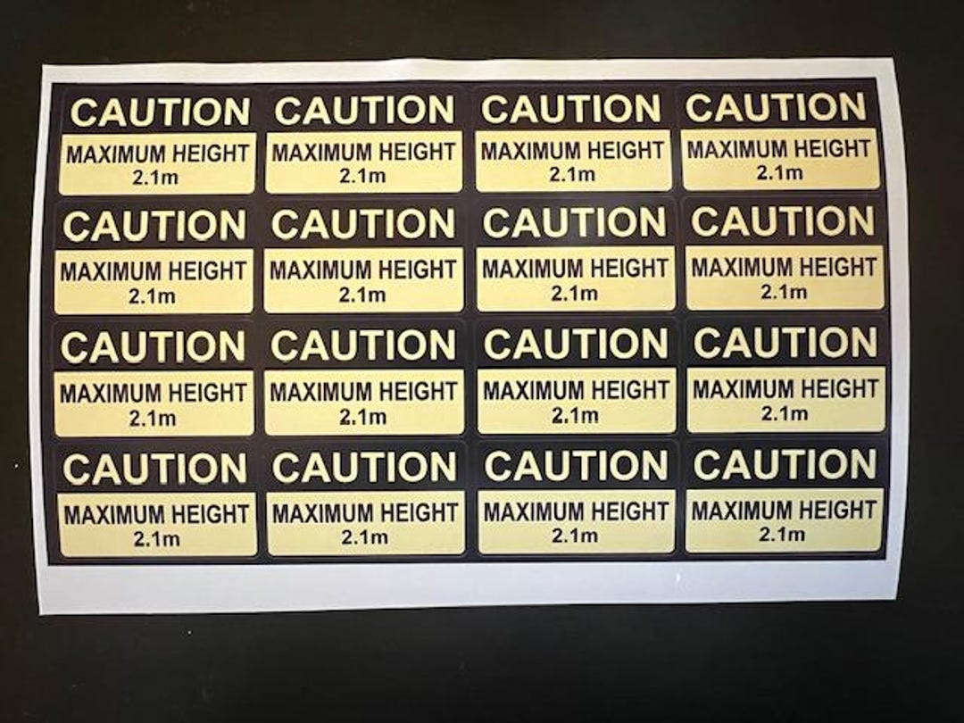 Caution Max Height Small Stickers - X16 - 20x35mm - Etsy
