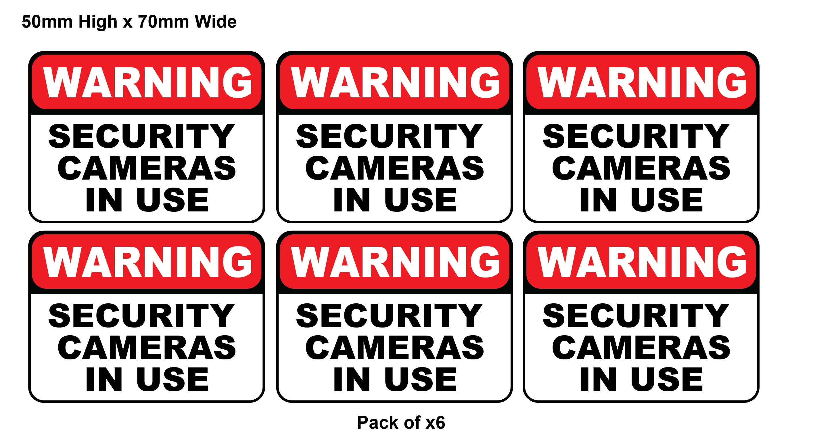 Warning Security Cameras Stickers - X6 Pack 70x50mm - Etsy