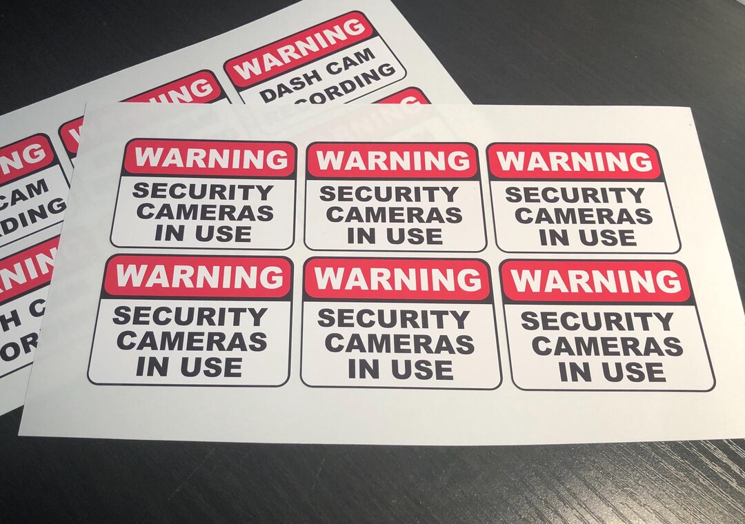Warning Security Cameras Stickers - X6 Pack 70x50mm - Etsy