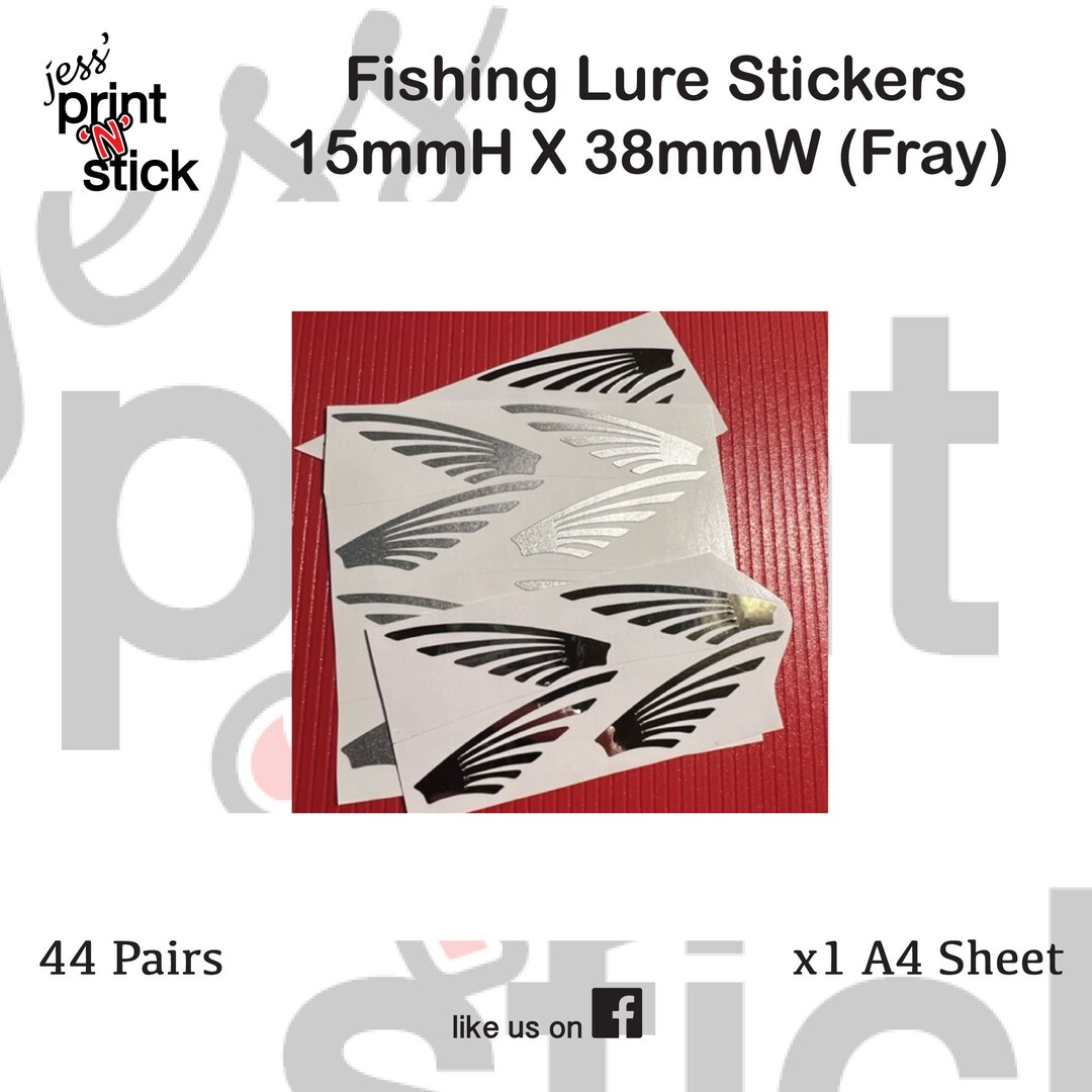 Fishing Lure Stickers 15mmh X 38mmw (fray) X1 A4 Sheet - Etsy