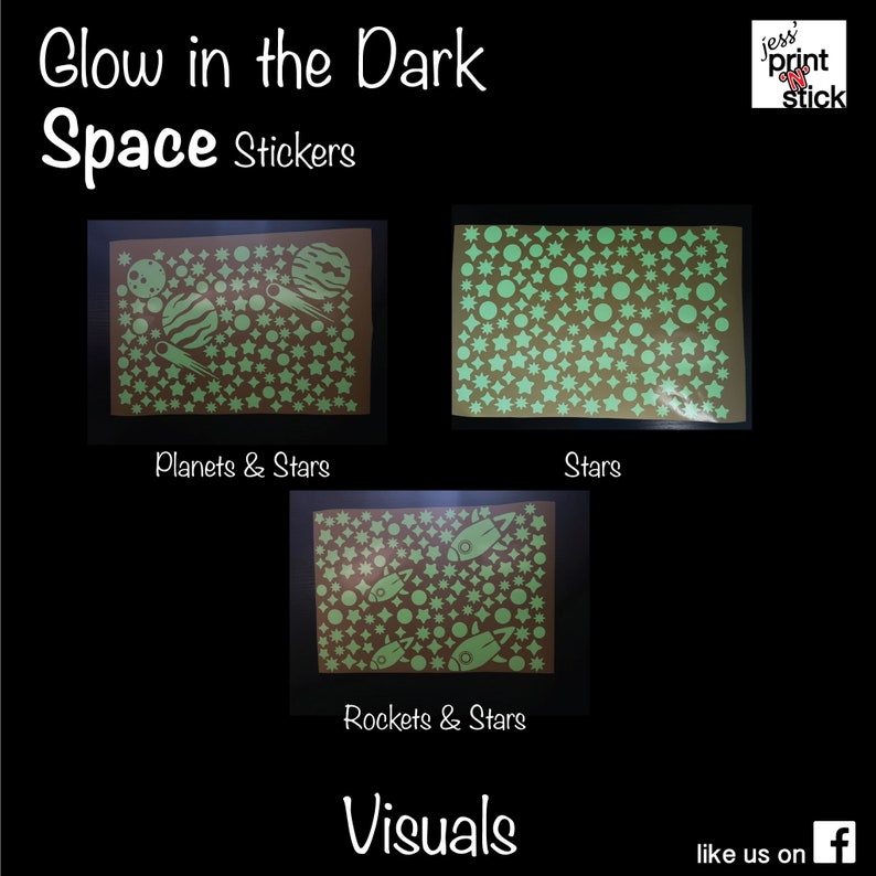 Space Stars Planets Wall Ceiling Stickers Glow in the Dark Bedroom X1 ...