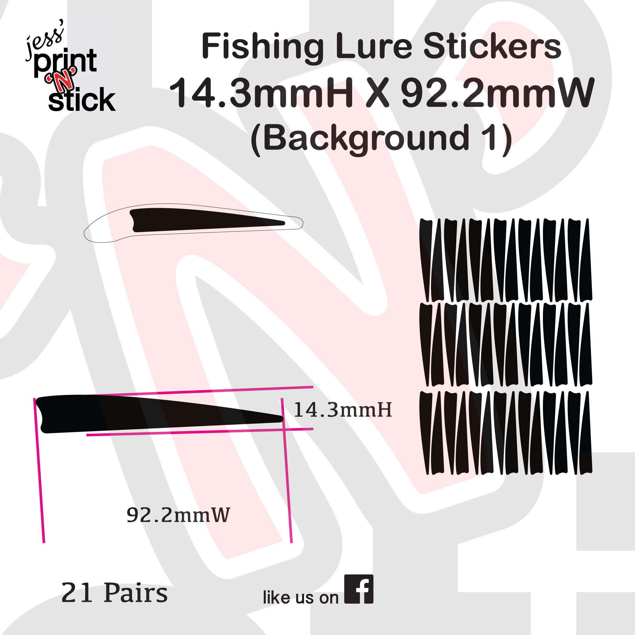 Fishing Lure Stickers 14.3mmh X 92.2mmw (background-1) X1 A4 Sheet - Etsy