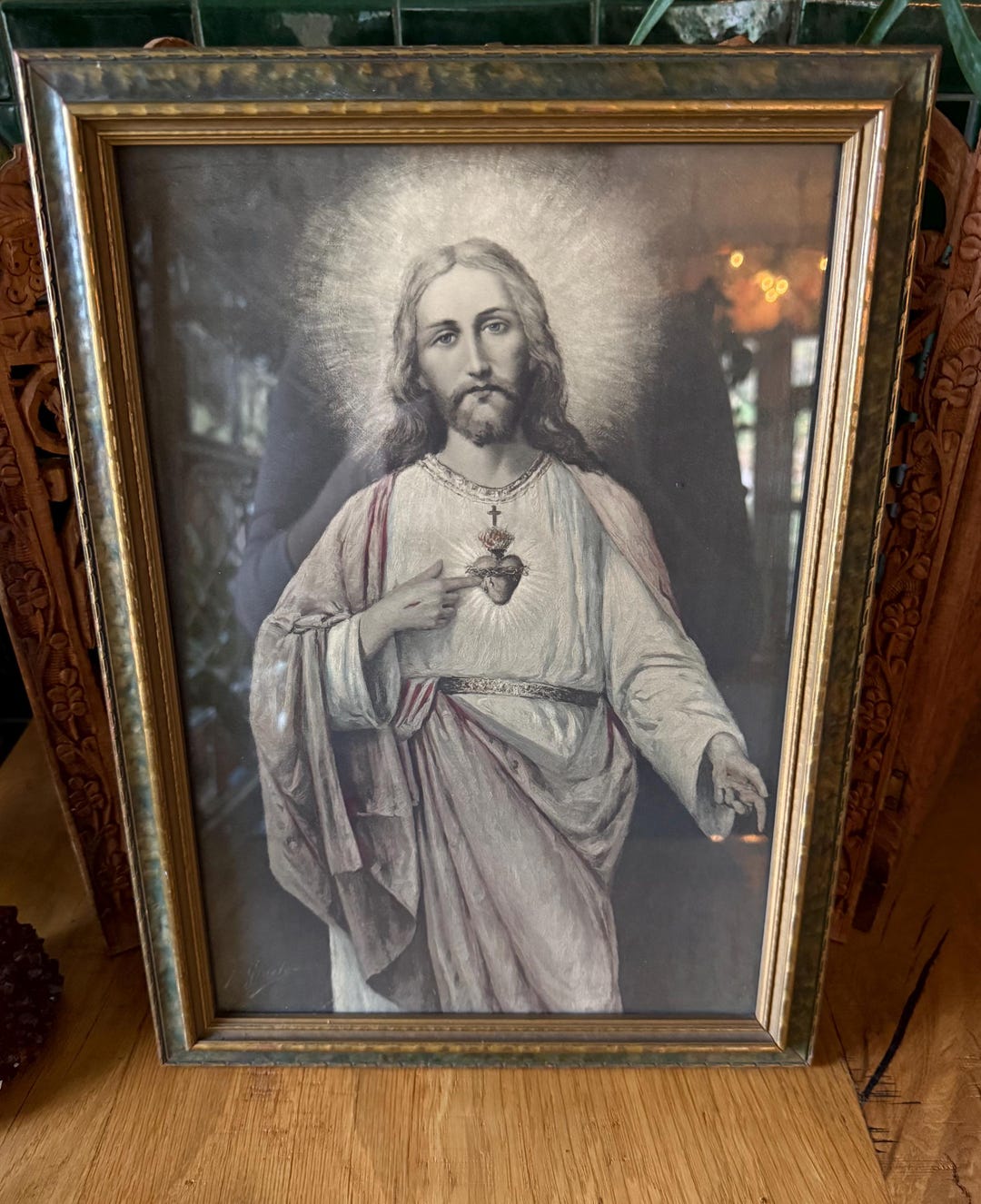Jesus Christ Lithograph, Vintage Religious Decor, Antique Framed Art ...