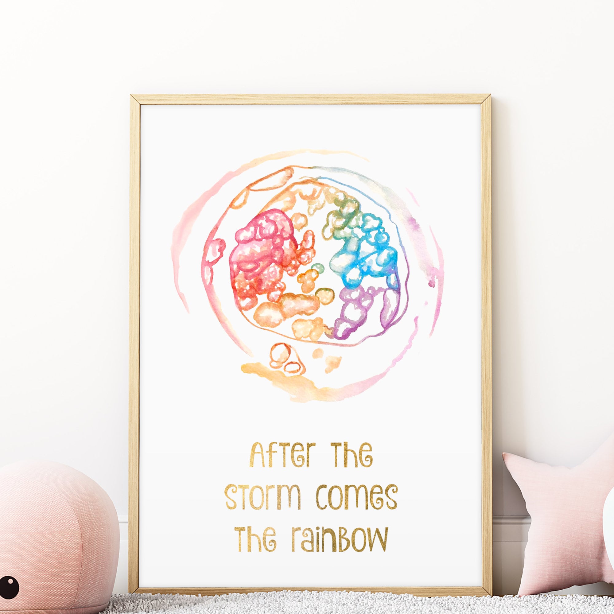 Custom Watercolor Embryo Art: Rainbow Baby Nursery Decor - Etsy