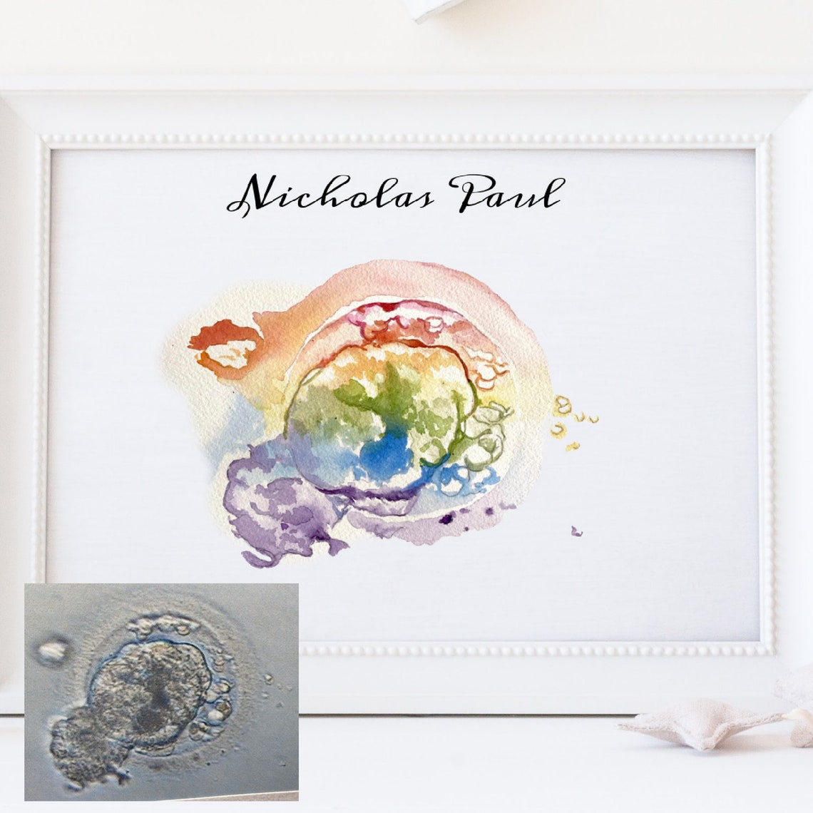 Custom Watercolor Embryo Art: Rainbow Baby Nursery Decor - Etsy