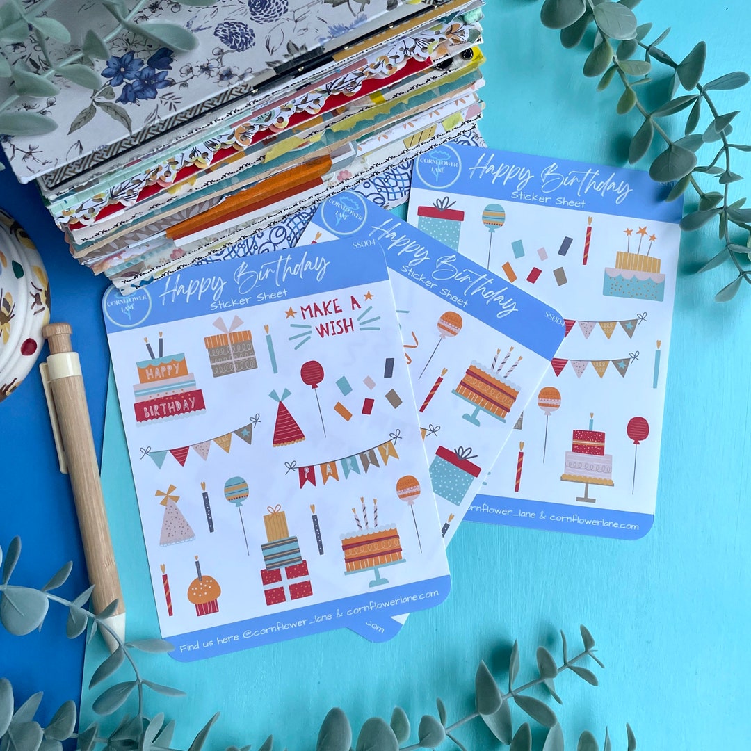Happy Birthday Sticker Set Birthday Stickers Planner - Etsy