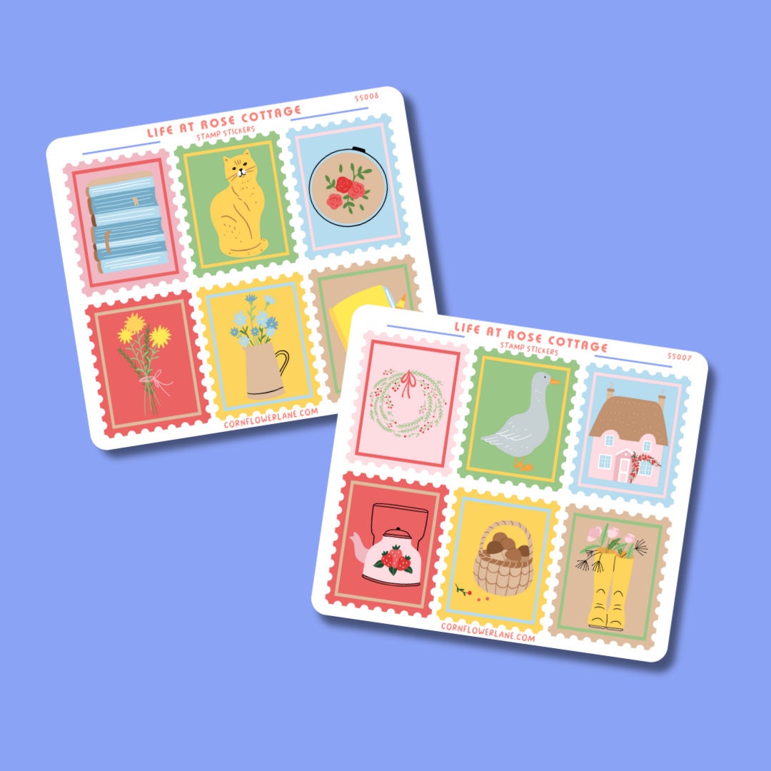 Cottage Core Stamp Stickers Stamp Sticker Sheet Journaling Stickers ...
