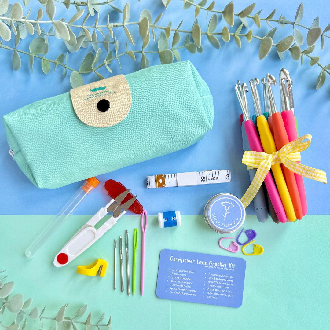 Crochet Starter Kit for Beginners – Hooks, Tools & Pouch - Etsy