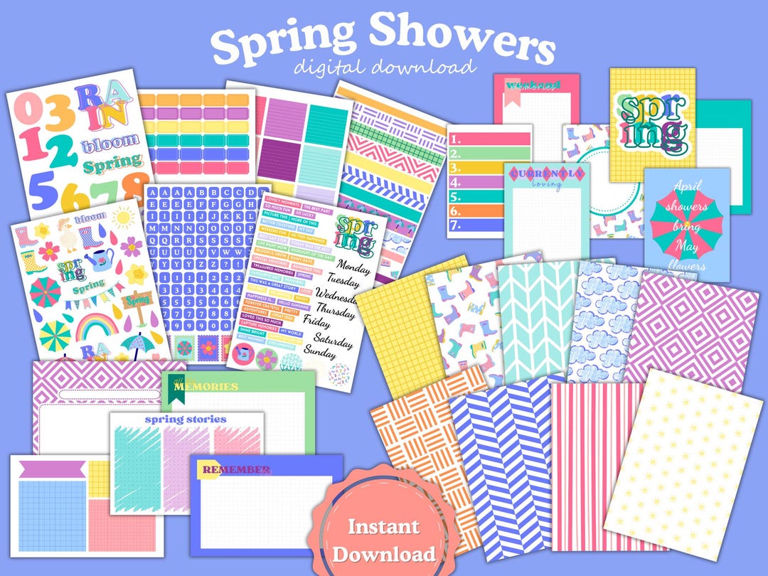 Spring Scrapbook Paper – Pastel Printable Journal Kit – Spring ...