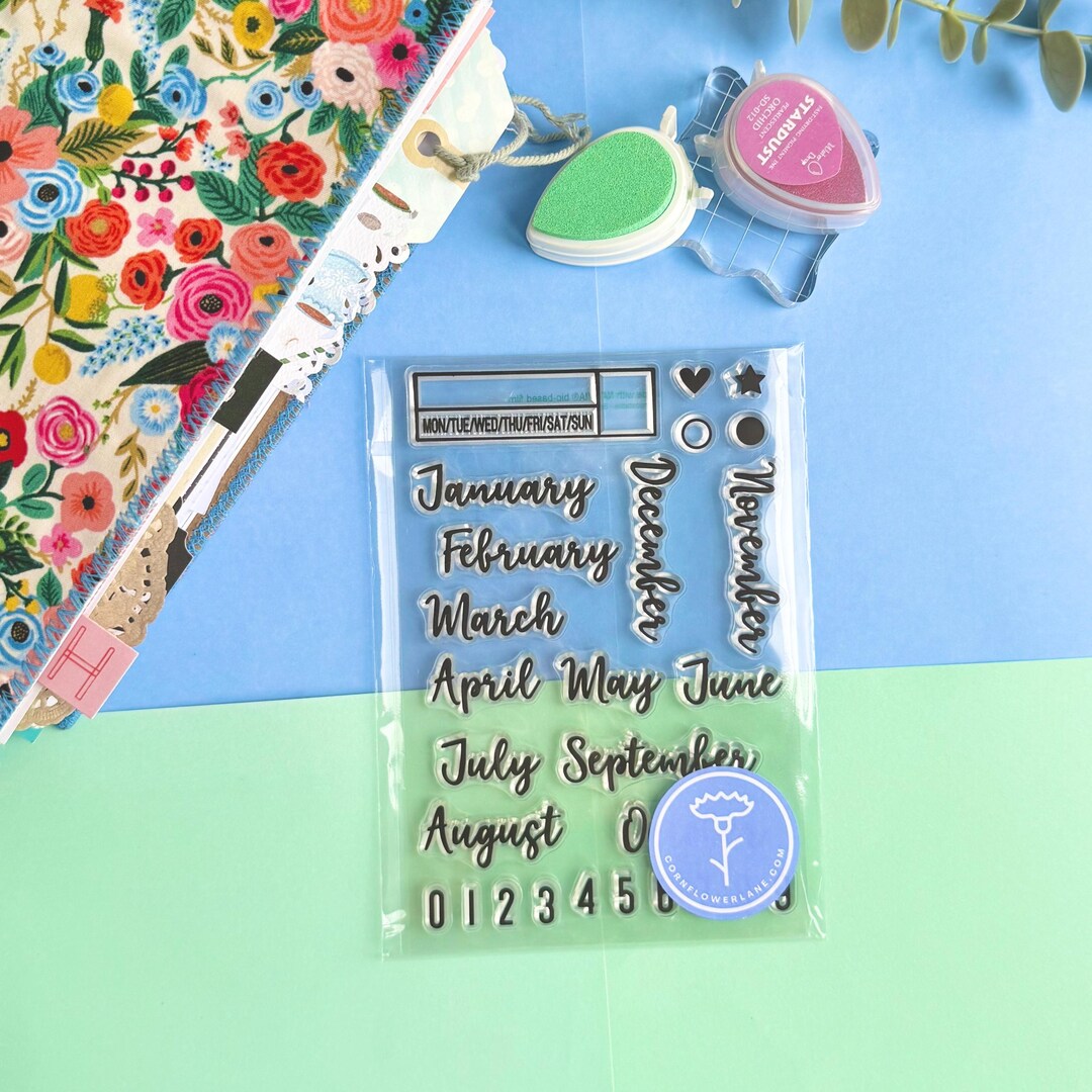 Month Calendar Stamp Set - Bullet Journal Stamp Set - Dates Rubber ...