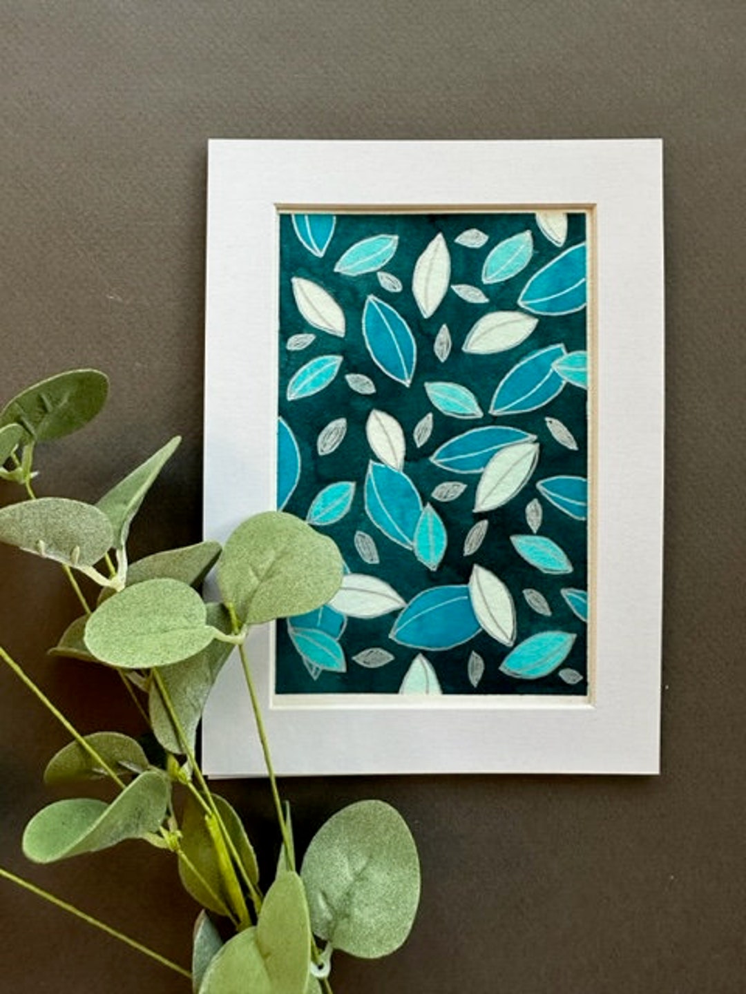 Negative Space Leaf Watercolor Original Painting - Etsy