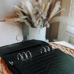 A5 Planner Croc Noir | Gold Rings or Silver Rings | Black Ebony Agenda ...