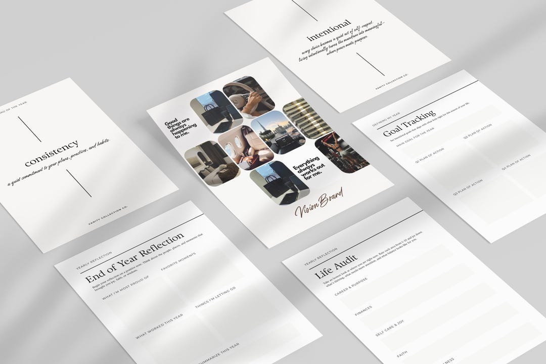 2026 Vision & Reflection Planner Pack | A5 Canva Template + Printable ...