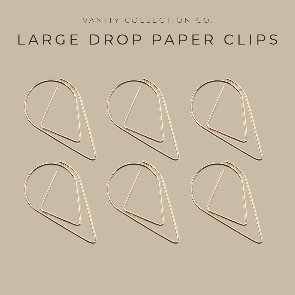 6 Large Teardrop Paperclips Gold Teardrop Paperclip Set | Etsy