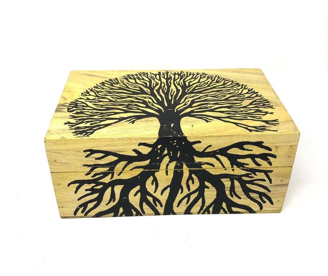 Wooden Yellow Box - Gorgeous Tree of Life, Size 5" X 8" - Etsy