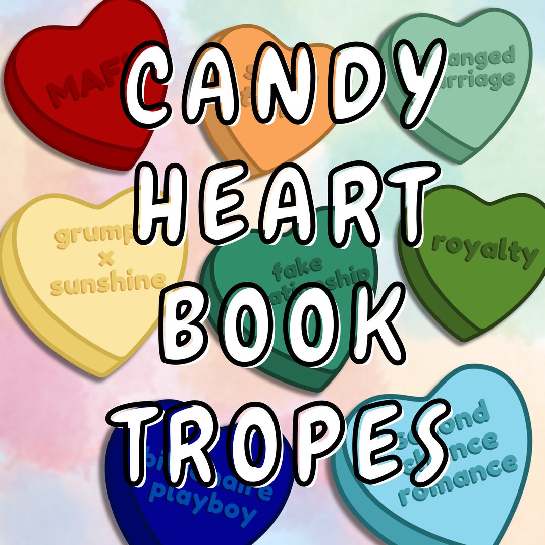 Candy Heart Romance Tropes 2x2 Pastel Hearts Holographic Booktok ...
