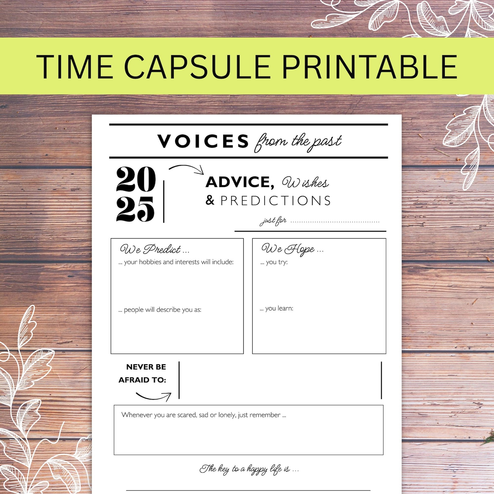 Personalized Time Capsule Printable: Milestone Birthday Memory Box (PDF ...