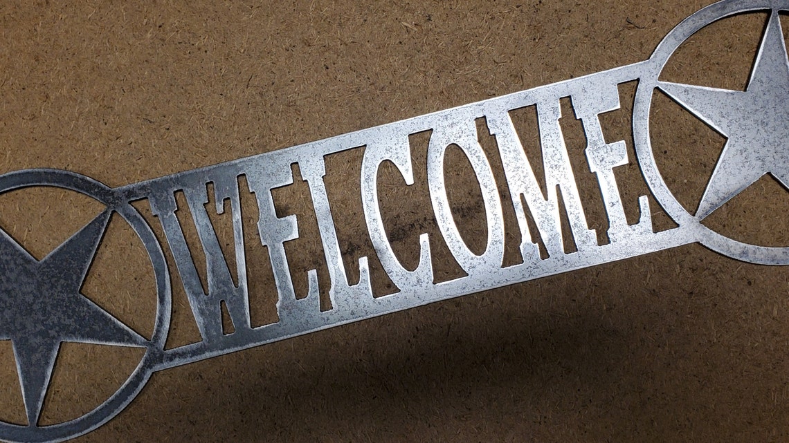 Stars Welcome Sign FREE SHIPPING! Metal Door Sign - Entry Welcome Sign ...