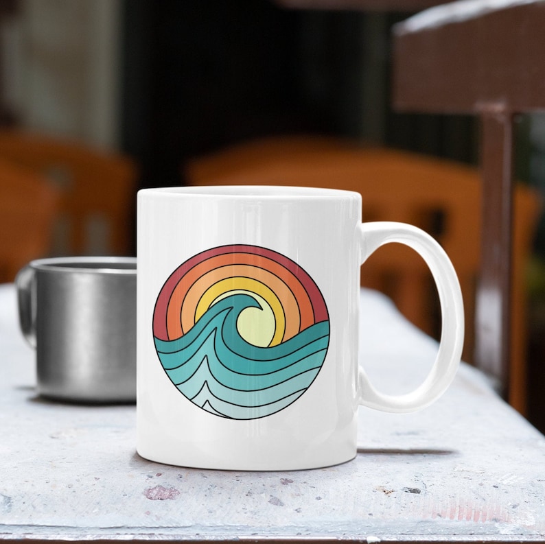 Wave Mug Colorful Wave Mug Sunset Mug Ocean Mug - Etsy