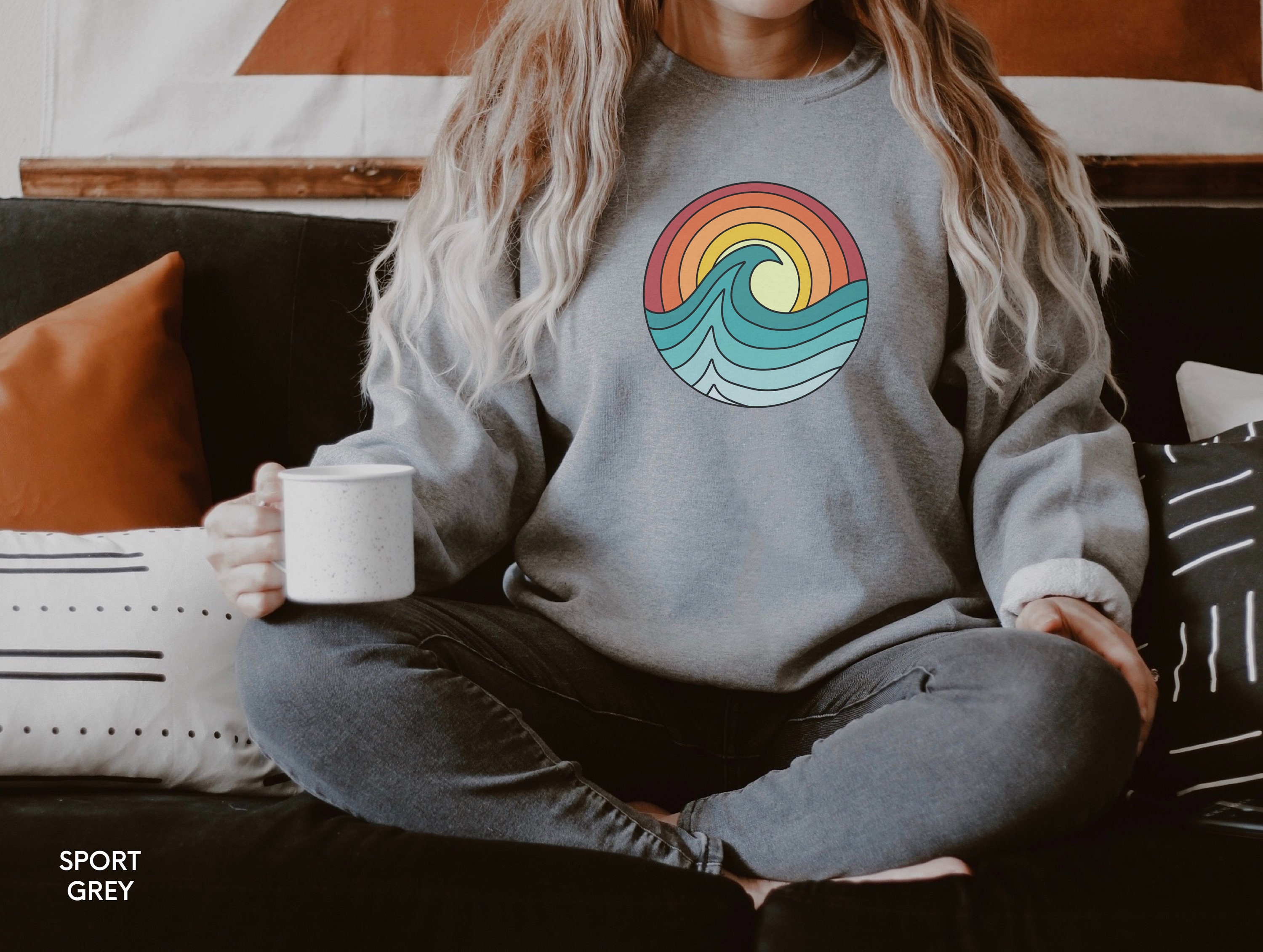 Ocean Wave Sweatshirt Wave Sweater Beach Sweatshirt Cute - Etsy